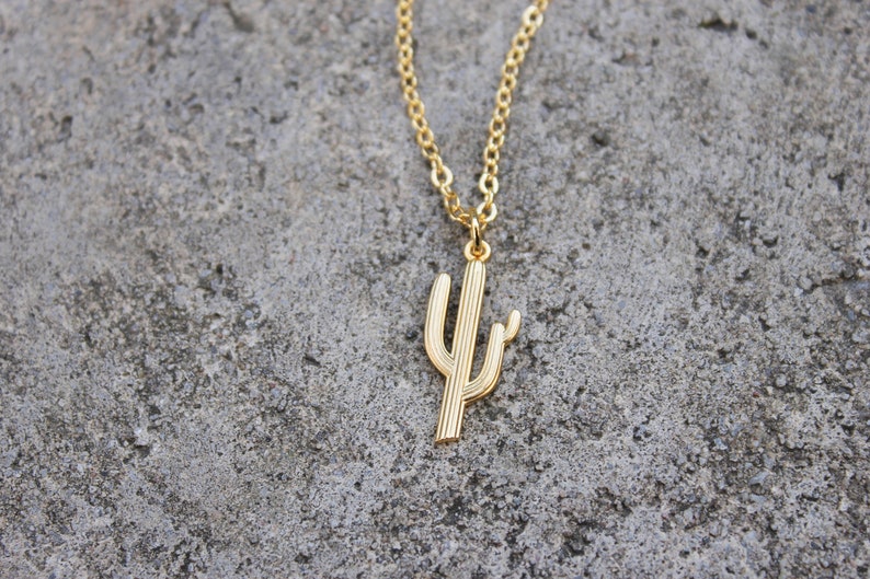 Cactus Necklace / Saguaro Cactus / 16K Gold / Minimal Necklace | Etsy