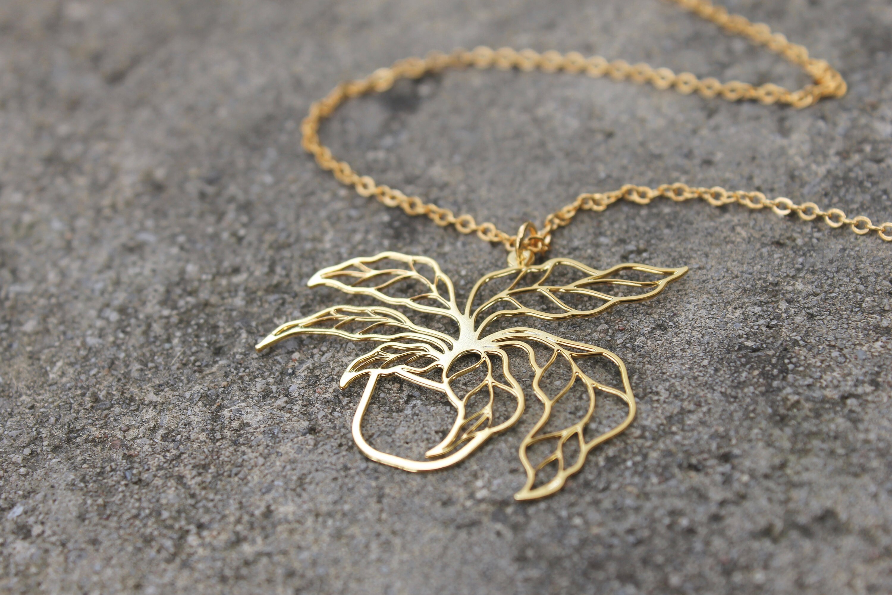 Plant Lady Necklace // Gold Calathea Plant Necklace Large // | Etsy