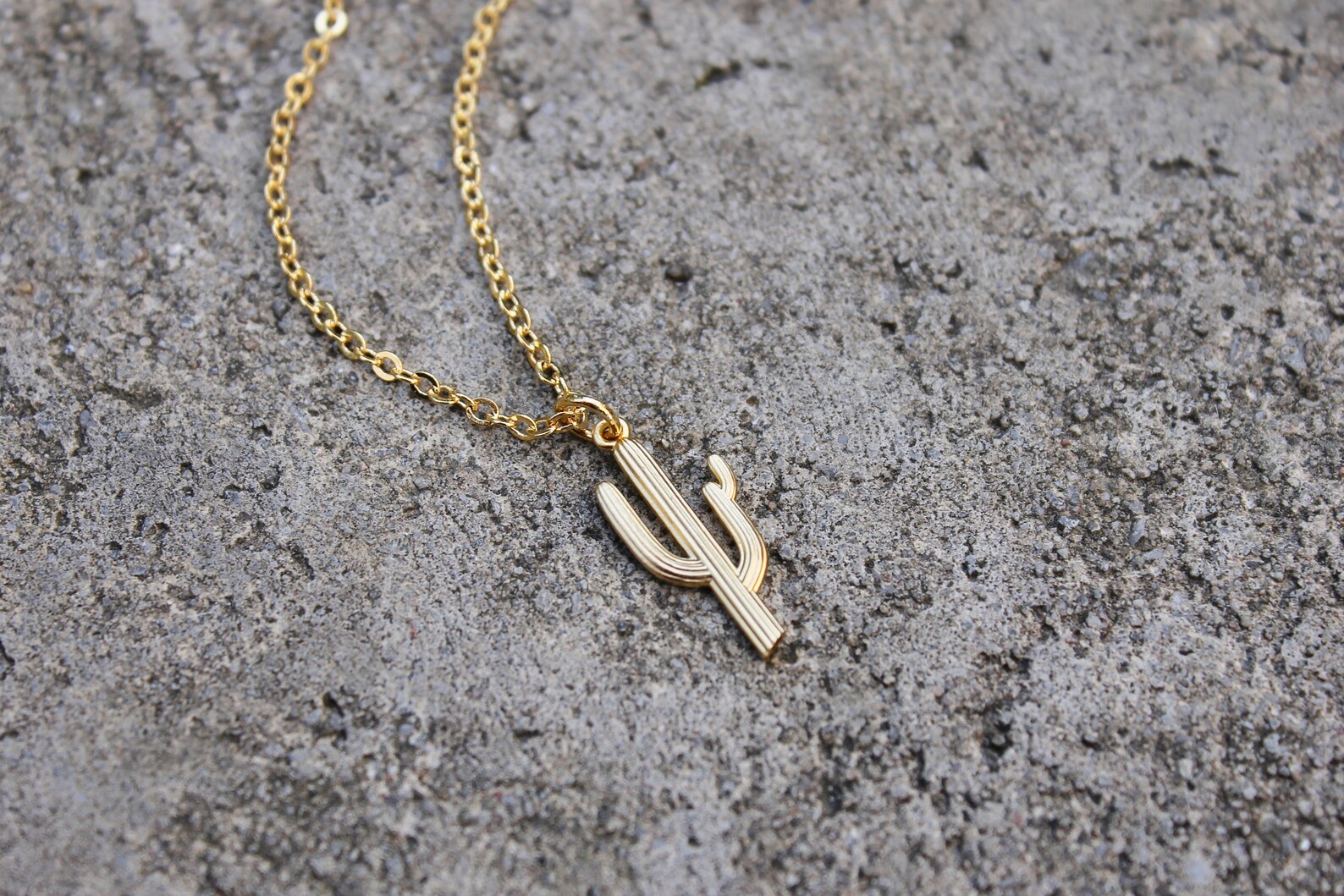 Cactus Necklace / Saguaro Cactus / 16K Gold / Minimal Necklace - Etsy