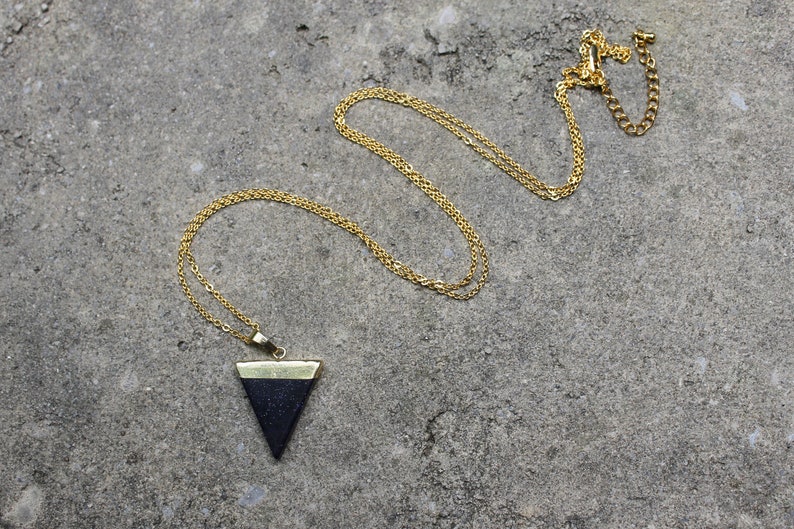 Triangle Gemstone Necklaces // Crystal // Aventurine Rose | Etsy