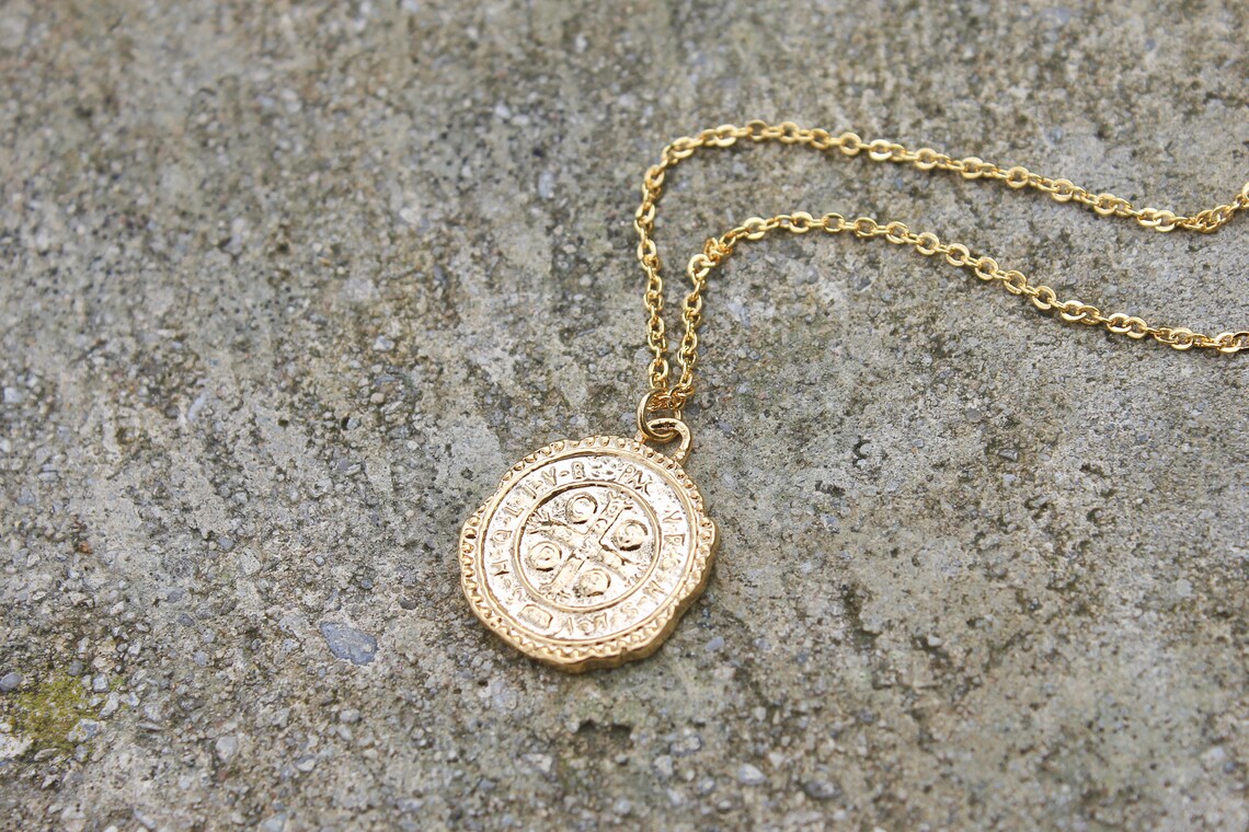 Gold Coin Necklace // Ancient Relic Necklace // Minimal | Etsy