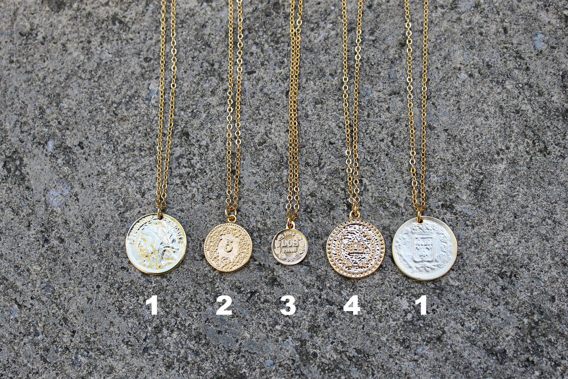 Gold Coin Necklaces for Layering // Coin Medallion // Minimal Necklace ...