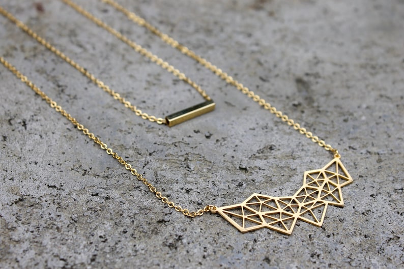 Geometric Shapes Necklace // Gold or Silver // Minimal - Etsy