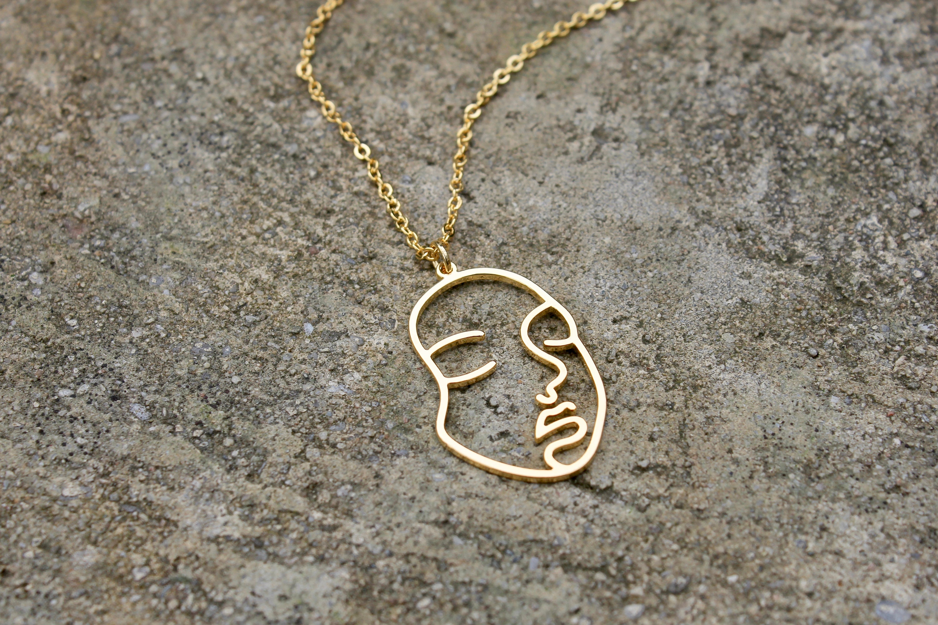 Face Necklace // Woman's Abstract Face // Femme Necklace | Etsy