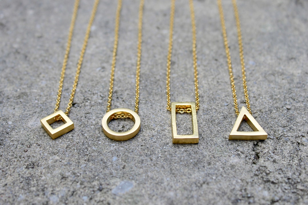 Mod Geometric Shapes // Gold Necklace // Minimal Necklace // Layering ...