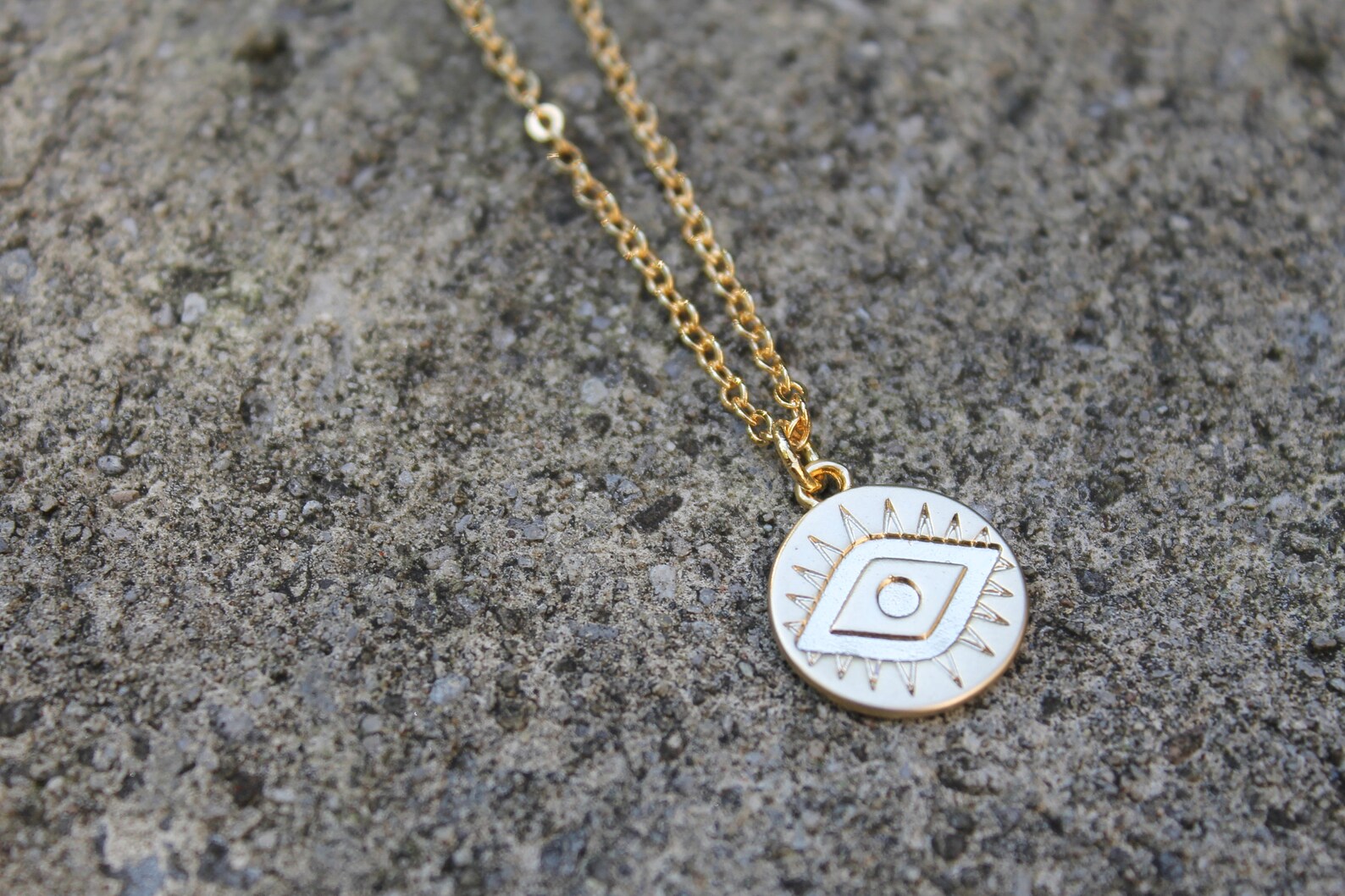 Evil Eye Disc Necklace // Third Eye Gold Disc Necklace // | Etsy