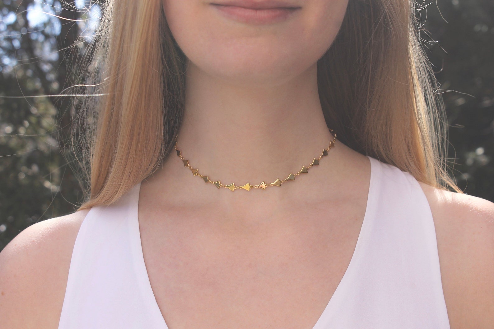 Gold Triangle Choker Necklace // Thin Choker Chain // Minimal | Etsy