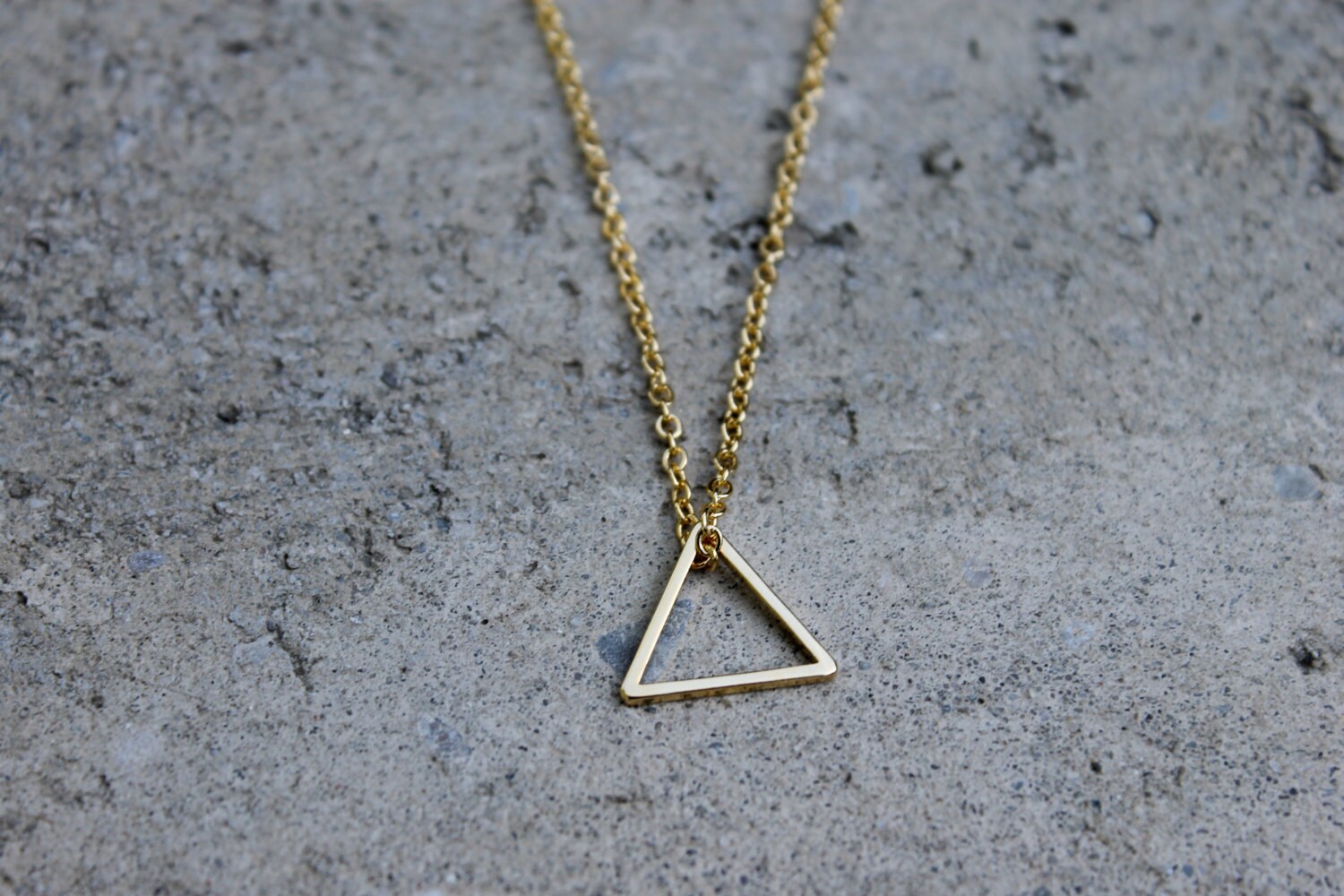 Little Gold Triangle Necklace // 16K Gold // Minimal Necklace - Etsy