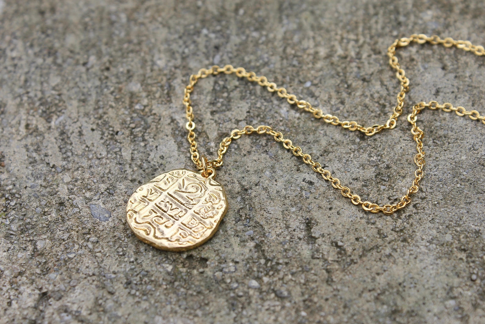 Gold Coin Necklace / Ancient Mural Coin Necklace / Minimal Necklace ...