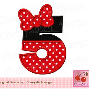 Minnie Number 5 Birthday Embroidery Applique Design - Etsy