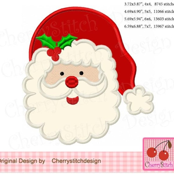 Santa Face Embroidery Design - Etsy