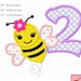 Bumble Bee Number 2, Birthday Number 2 Machine Embroidery Applique ...