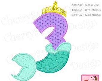Birthday 3 Princess Embroidery - Etsy