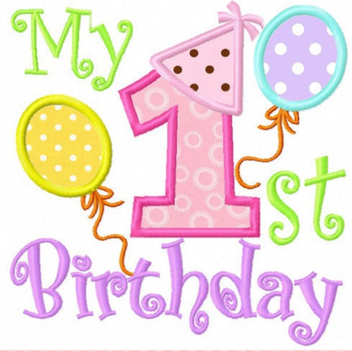 Birthday Applique Birthday Embroidery Design 1st Birthday - Etsy