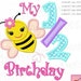 Bumble Bee Number 1/2 Half Birthday Machine Embroidery - Etsy