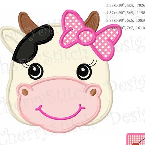 Girl Cow Applique Machine Embroidery Design NO:0507 - Etsy