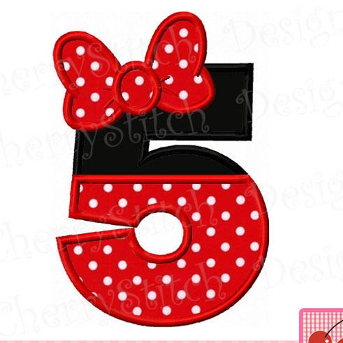 Mickey Mouse Head With Birthday Number 5 Mickey Embroidery - Etsy