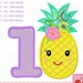Pineapple Number 1, Pineapple Girl,birthday Number 1 Machine Embroidery ...