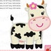Cow Girly Cow With Flower Farm Animal Machine Embroidery Applique ...