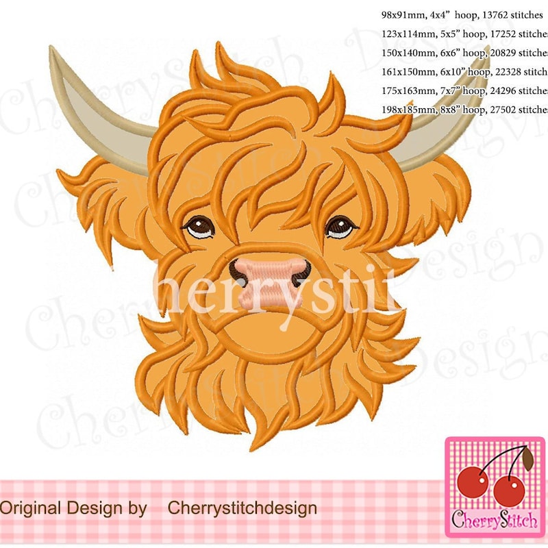 Highland Cow Embroidery Design - Etsy