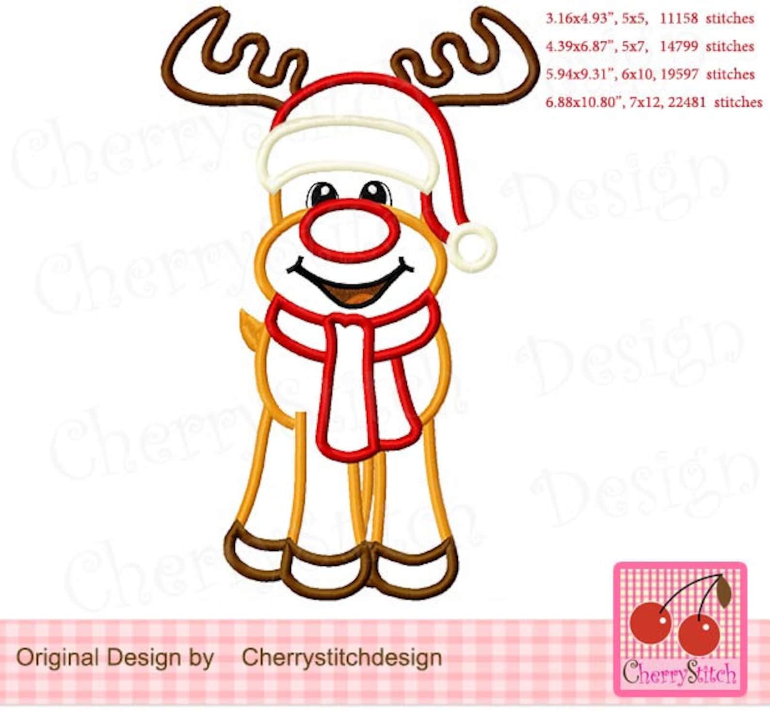 Christmas Reindeer Standing Reindeer Machine Embroidery | Etsy