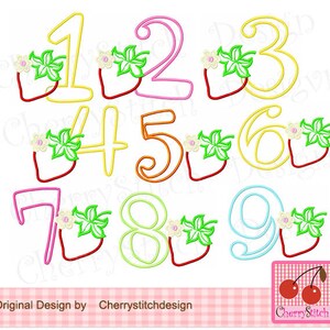 Strawberry Numbers 1-9 Set Birthday Numbers Machine Embroidery Applique ...