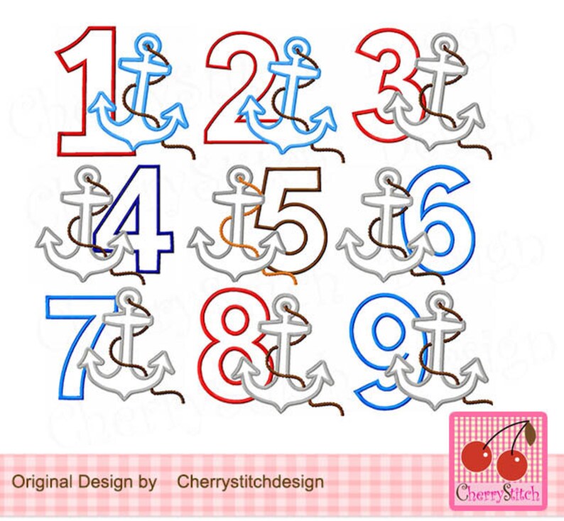 Anchor Numbers Set Birthdy Machine Embroidery Applique - Etsy