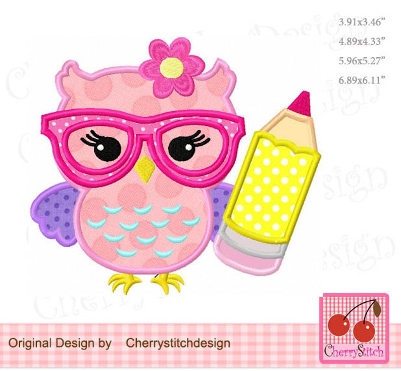 School Owl With Pencil Back to School Machine Embroidery - Etsy
