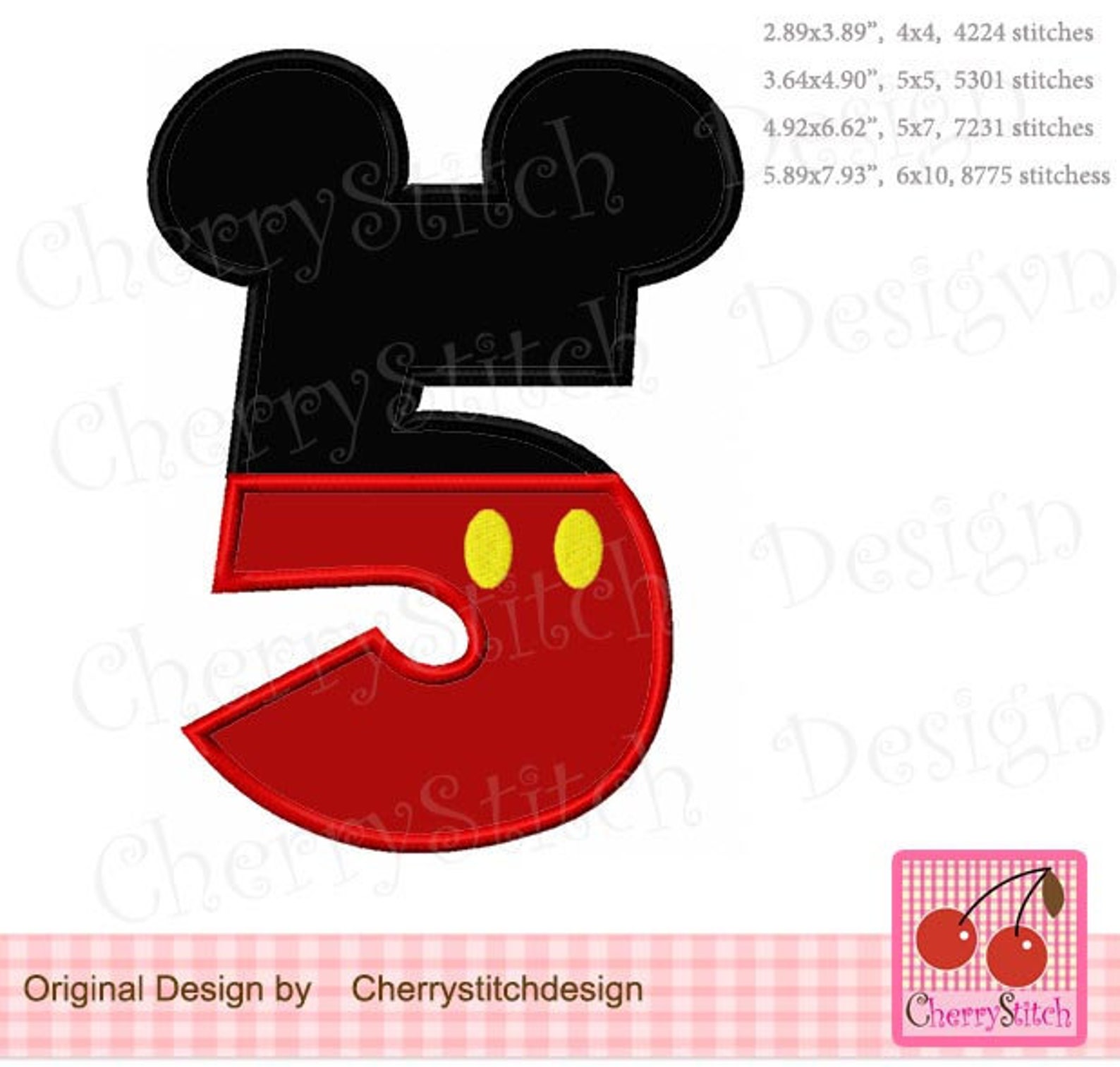 Number 5 Mouse Ears Mickey Number 5 Birthday Machine - Etsy