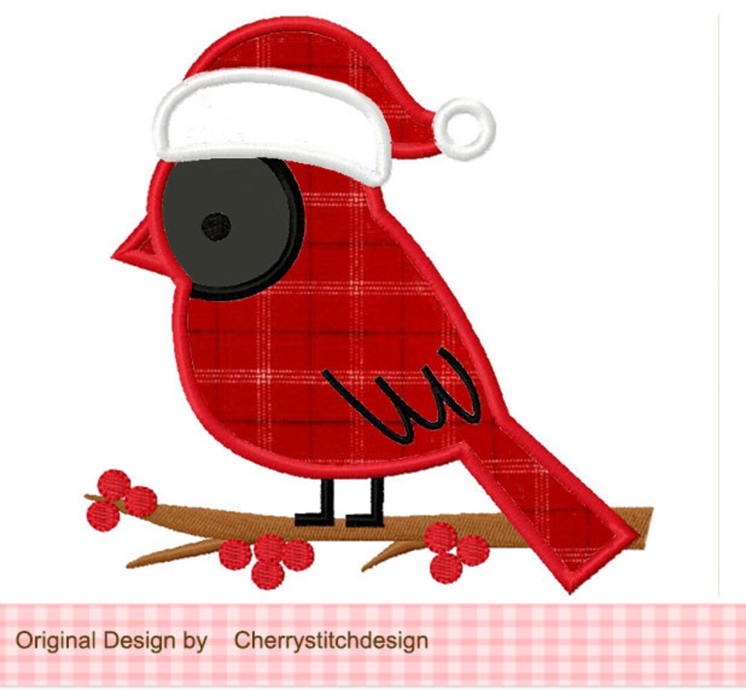 Christmas Cardinal Machine Embroidery Applique - Etsy