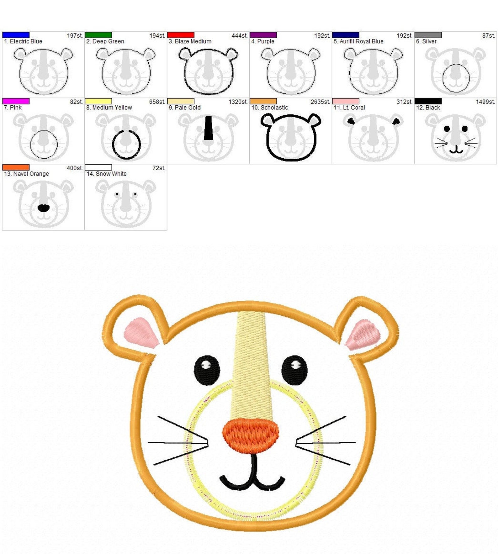 Lion Face Baby Animal Embroidery Applique AN0469 | Etsy