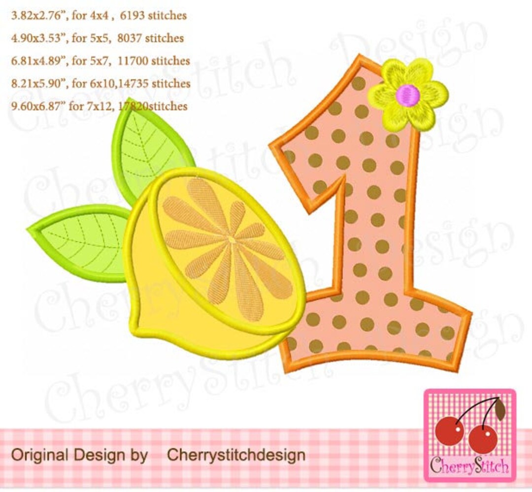 Lemon Number 1 Birthday Machine Embroidery Applique Design BIR0348 - Etsy