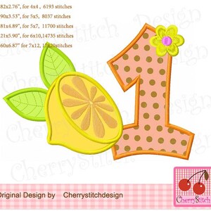 Lemon Number 1 Birthday Machine Embroidery Applique Design BIR0348 - Etsy