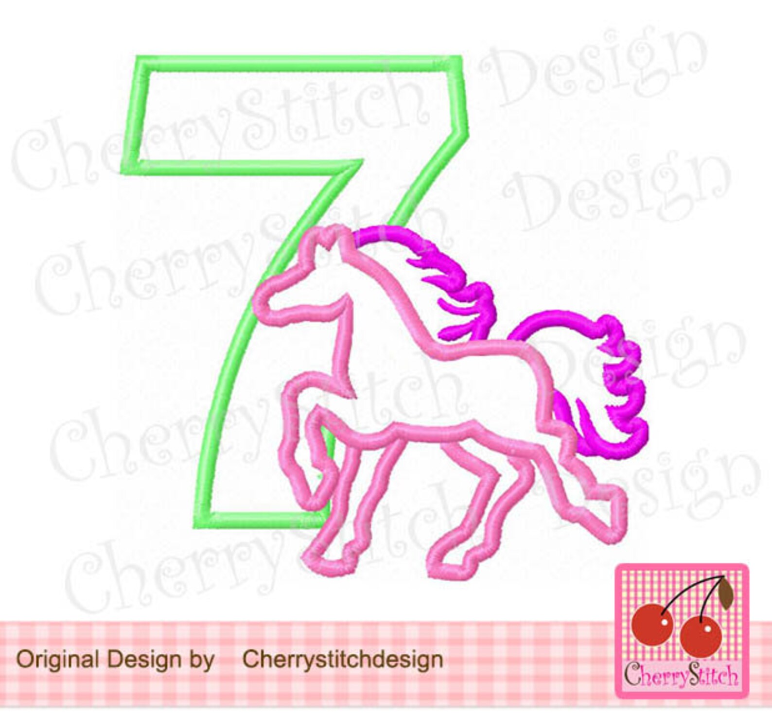 Number 7 Horse Silhouette Machine Embroidery Applique Design - Etsy