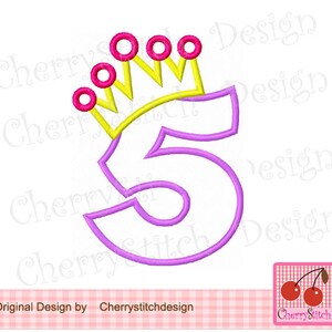 Girl Number 5 Birthday Number 5 Machine Embroidery Applique - Etsy