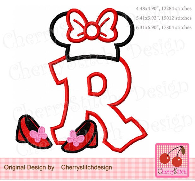 Monogram R Minnie Letter R Upper Case Machine Embroidery - Etsy