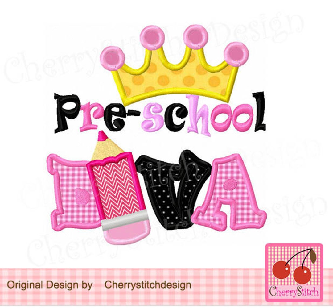 Back to School Pre-school DIVA Embroidery,pre-school Embroidery, School ...