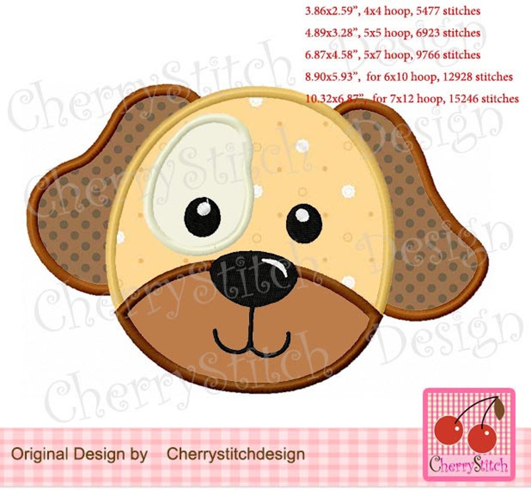 Dog Face Machine Embroidery Applique Design - Etsy