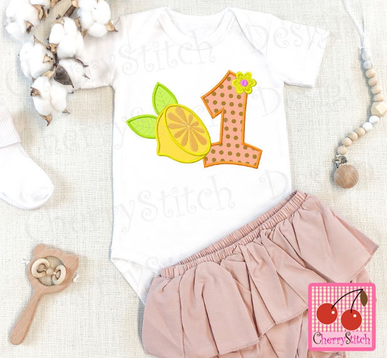 Lemon Number 1 Birthday Machine Embroidery Applique Design - Etsy