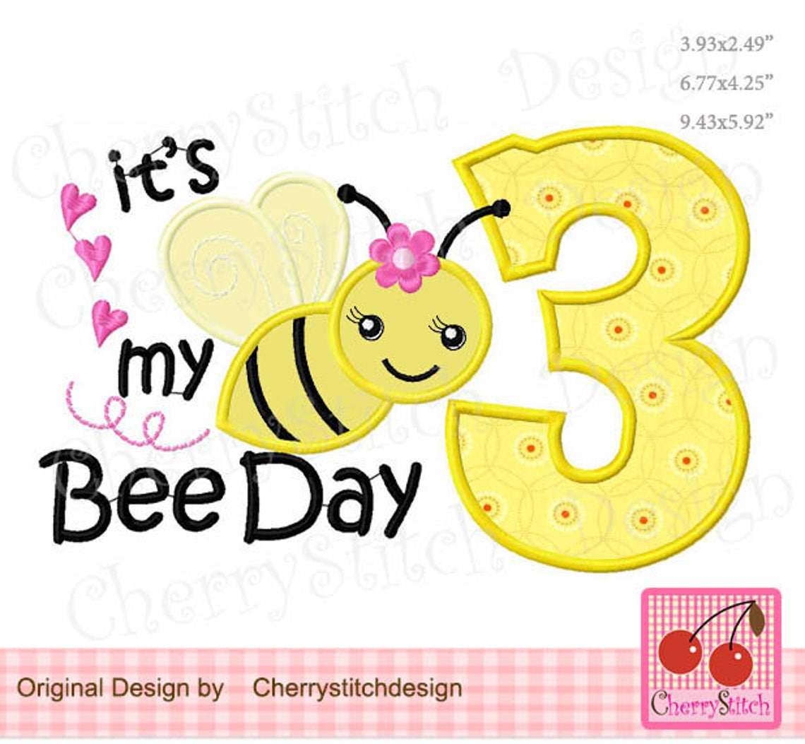 Bumble Bee It's My Bee Day Birthday Number 3 Machine - Etsy