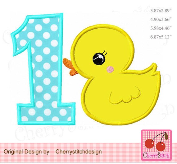Duck Number 1 Baby 1 Month New Baby Machine Embroidery | Etsy