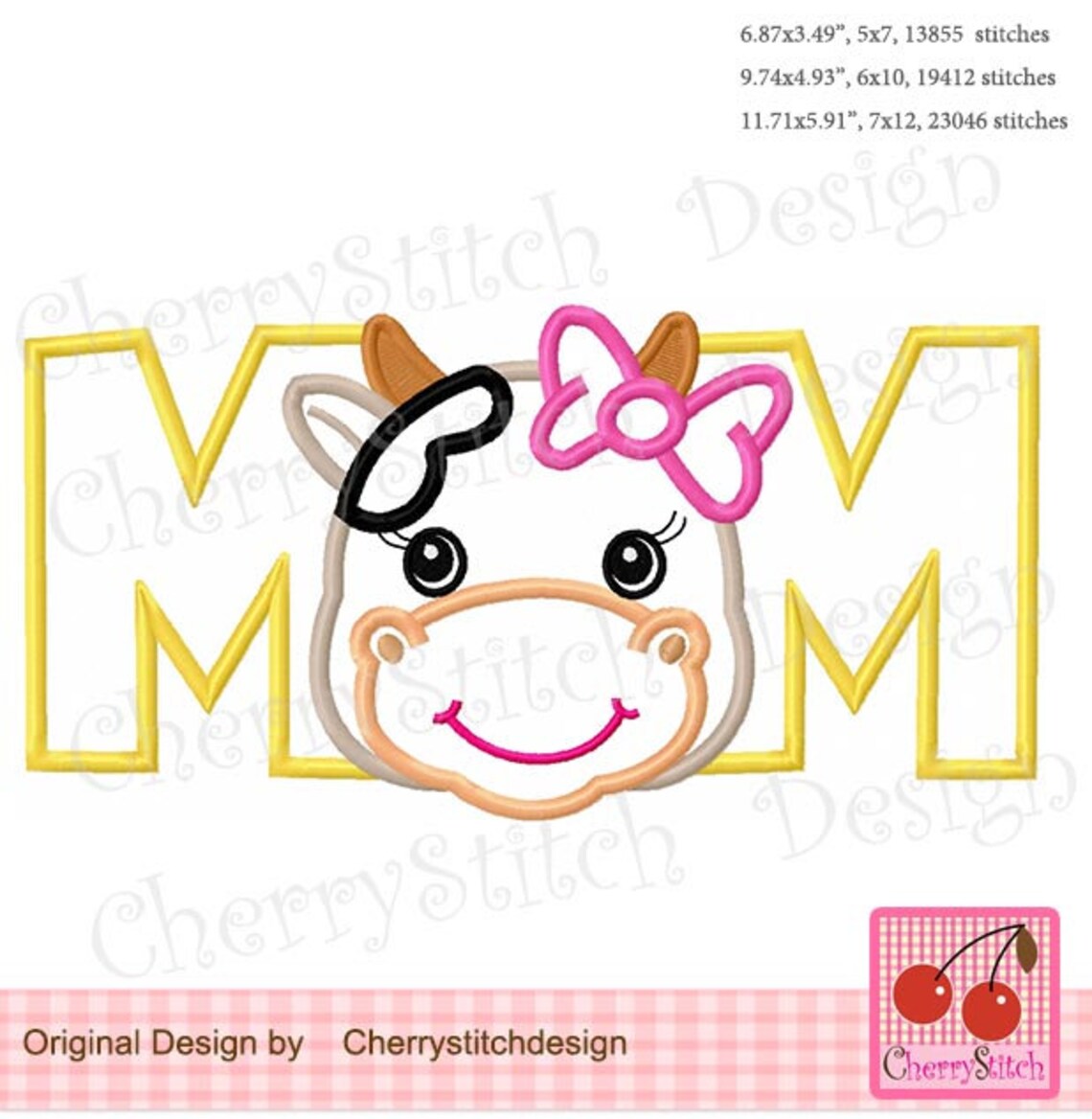 Cow MOM Cow Face Applique Mother's Day Father's Day - Etsy