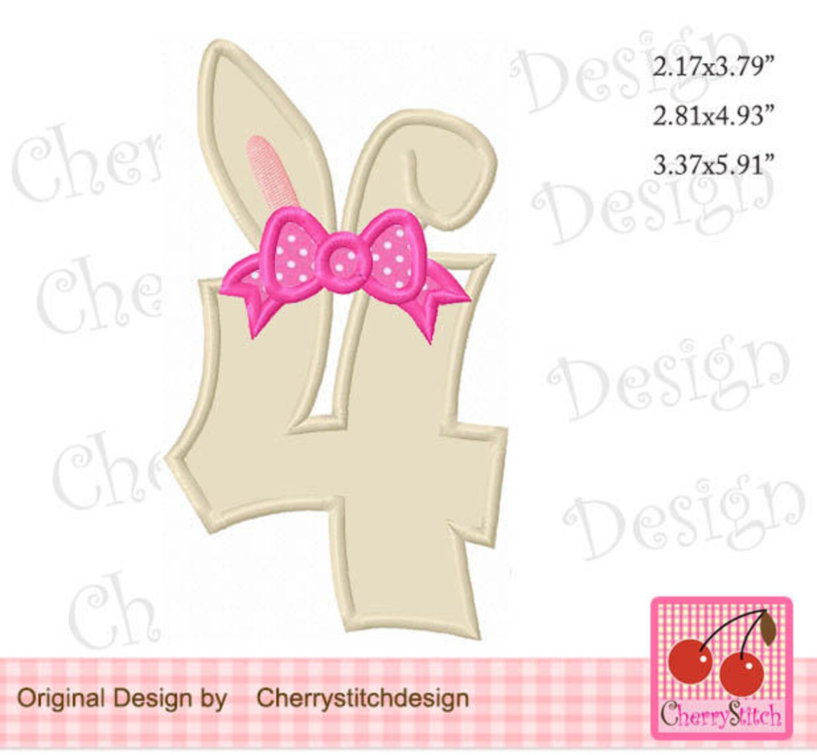 Bunny Number 4 Easter Machine Embroidery Applique Design | Etsy