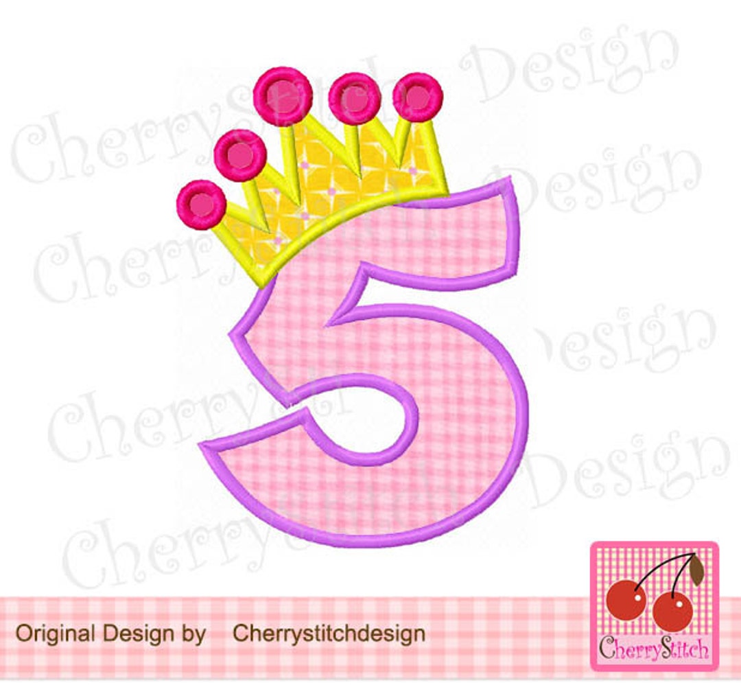 Girl Number 5 Birthday Number 5 Machine Embroidery Applique - Etsy