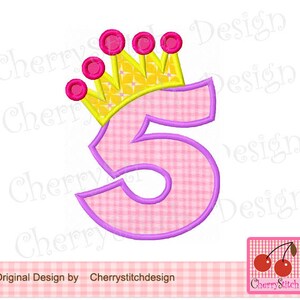 Girl Number 5 Birthday Number 5 Machine Embroidery Applique - Etsy