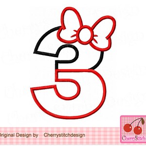 Minnie Number 3 Birthday Embroidery Applique Design - Etsy