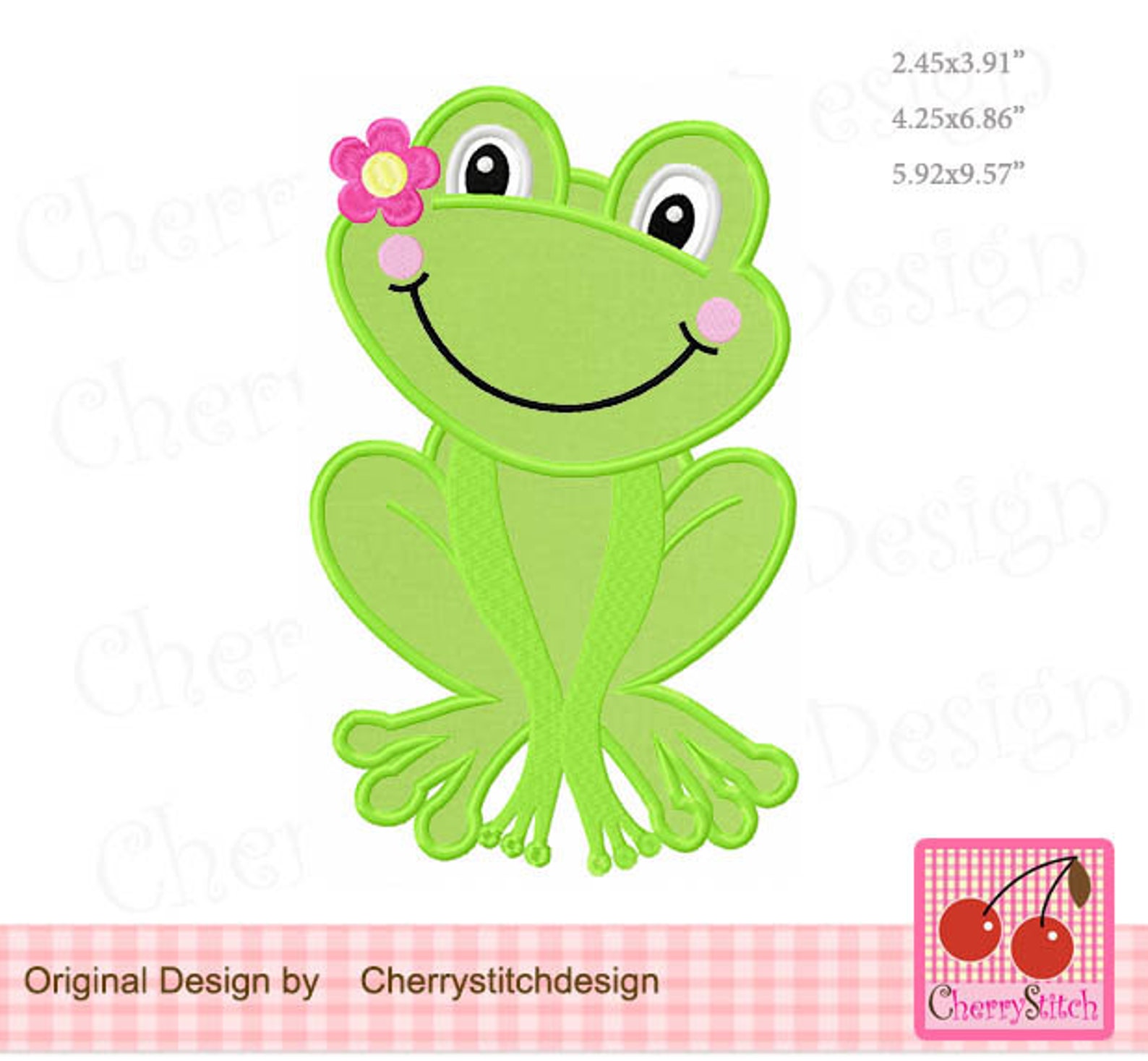 Frog Applique Girly Frog With Flower Machine Embroidery - Etsy