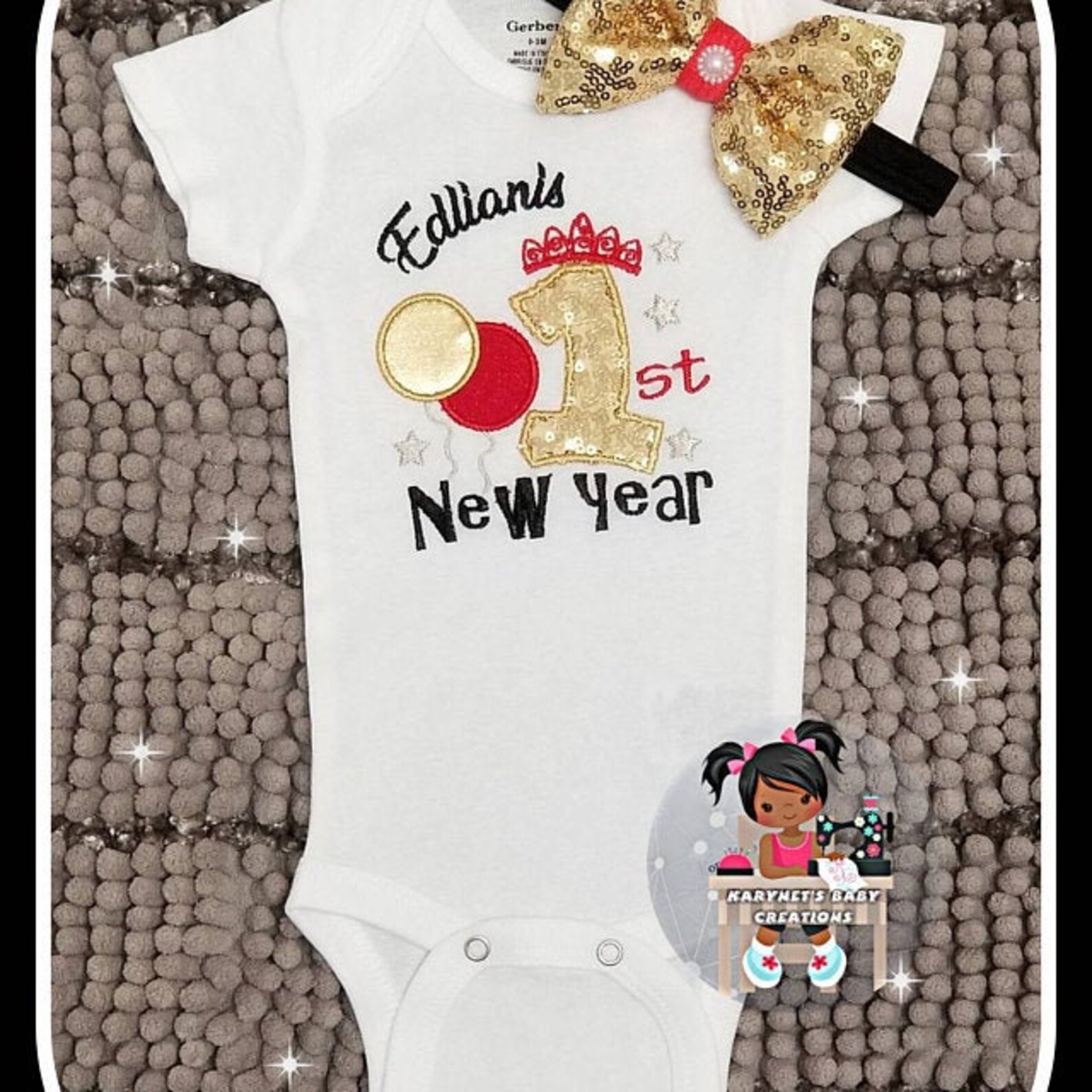 My 1st New Year Machine Embroidery Applique Design for Girls | Etsy
