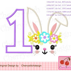 Bunny Face Number 1,my 1st Birthday Machine Embroidery Applique - Etsy
