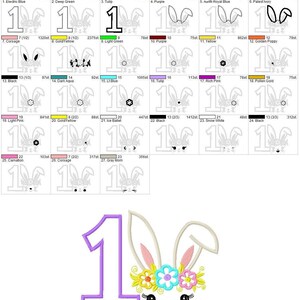 Bunny Face Number 1,my 1st Birthday Machine Embroidery Applique - Etsy